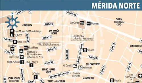 Mapa de Mérida Norte | Yucatán Today