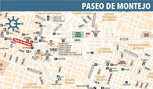 Mapa de Paseo Montejo | Yucatán Today